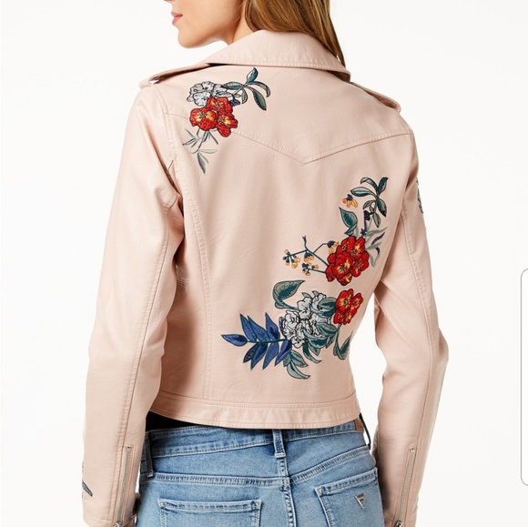 Guess | Jackets & Coats | Like New Guess Pink Leather Biker Jacket ...